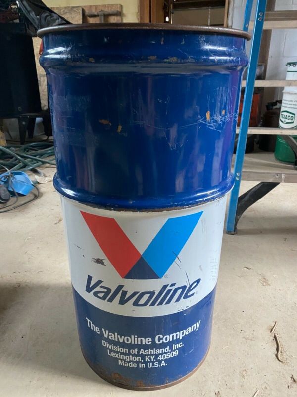 Vintage Valvoline Oil Drum Barrel Trash Can Garage Rat Rod Man Cave Gas ...