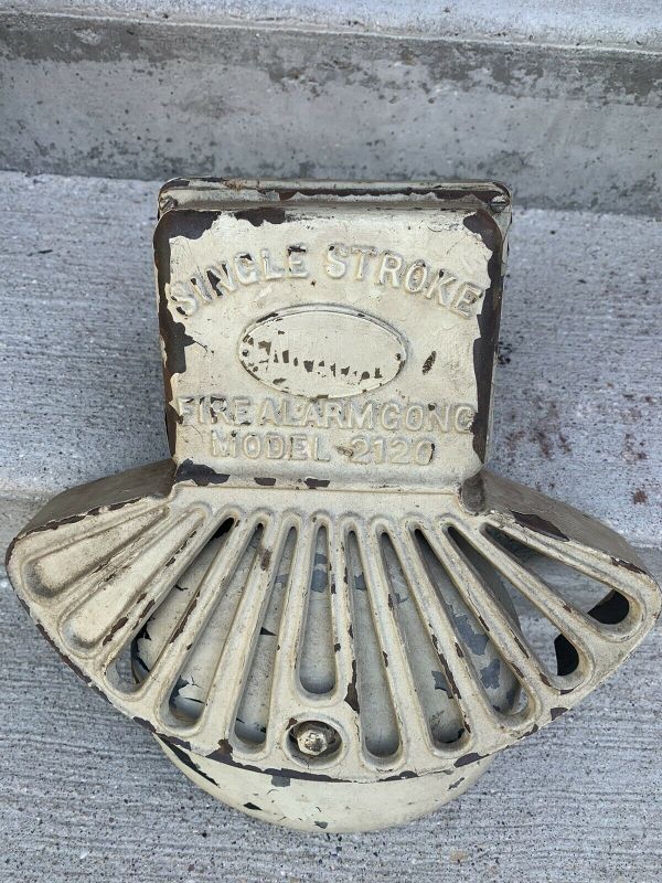 Vintage Faraday Fire Alarm Bell Cast Iron Clam Shell Cover | #52041219