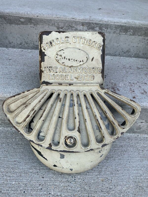 Vintage Faraday Fire Alarm Bell Cast Iron Clam Shell Cover | #52041219