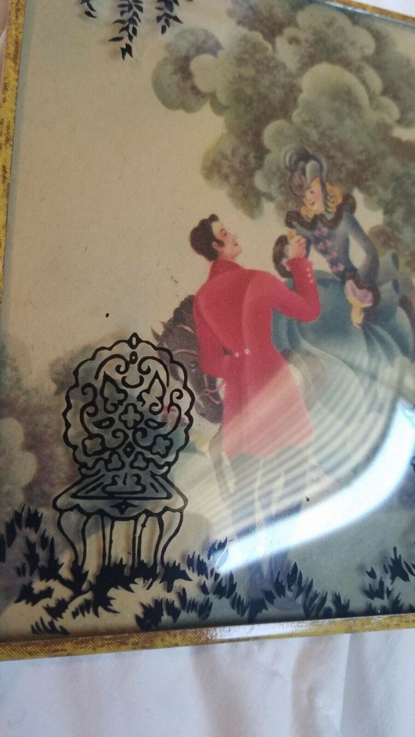 Vintage Silhouette Picture Benton Glass Victorian Couple Convex Reverse ...
