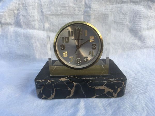 Seth Thomas Unique Marble Desk Alarm Clock | #52099856