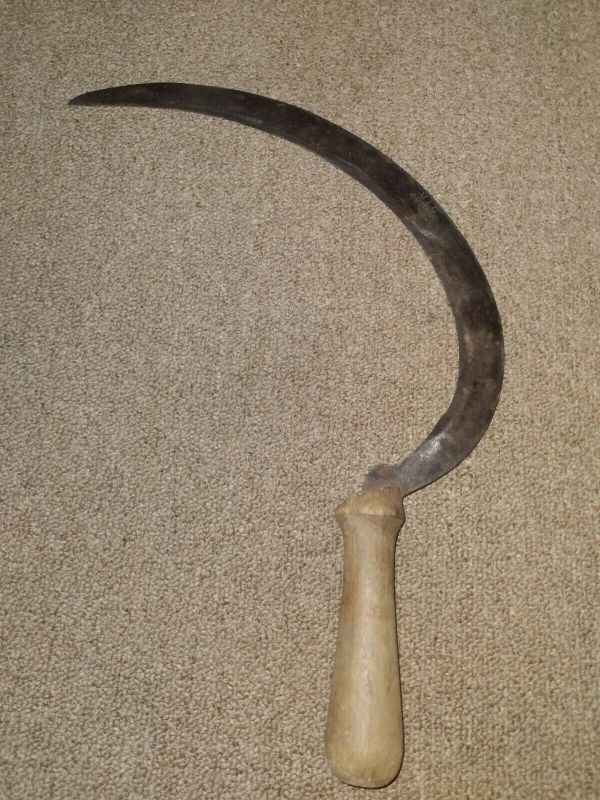 VIC Austria Antique Sickle Sythe Vintage Farm Tool Wood Handle ...