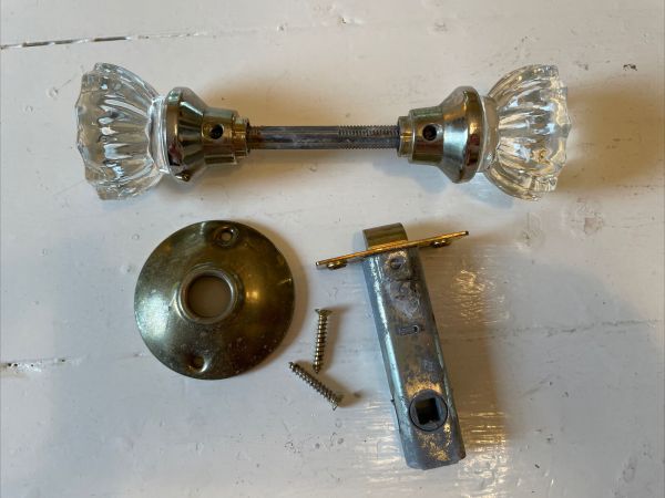 Vintage Glass Door Knobs With Spindle And Set Screws, | #52244466