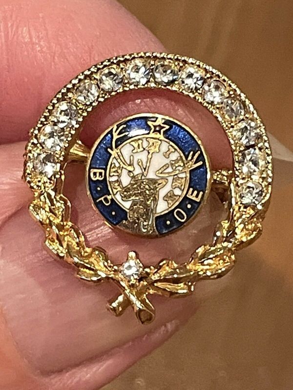 Vintage BPOE Elks Lodge Past Exalted Ruler Pin Diamond Rhinestone Pin ...