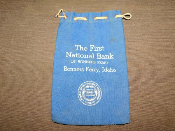 VINTAGE CLOTH DEPOSIT COIN MONEY BAG FIRST NATIONAL BANK OF BONNERS ...