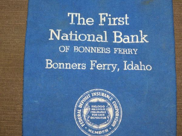 VINTAGE CLOTH DEPOSIT COIN MONEY BAG FIRST NATIONAL BANK OF BONNERS ...