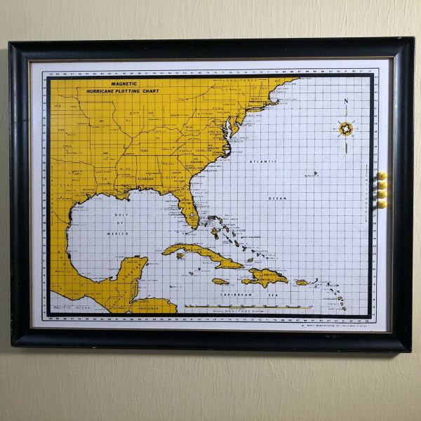Vintage 1967 US Magnetic Hurricane Tracking Map Merit Manufacturing ...