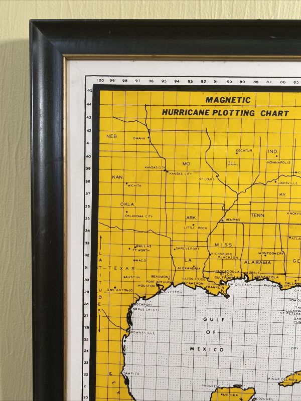Vintage 1967 US Magnetic Hurricane Tracking Map Merit Manufacturing ...