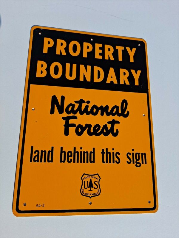 Vintage US Forest Service Metal Property Boundary National Forest Sign ...