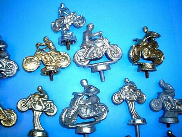 15 VINTAGE METAL MOTORCYCLE RACEING TROPHY TOPPERS | #52444681