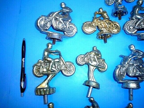 15 VINTAGE METAL MOTORCYCLE RACEING TROPHY TOPPERS | #52444681