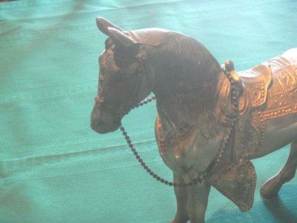 Vintage Painted Gold Metal Standing Horse Statue Figurine Antique ...