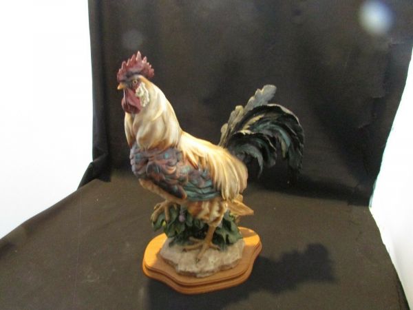 Rooster Statue Wood Base Large Resin 14 " Tall Country Décor | #52509814