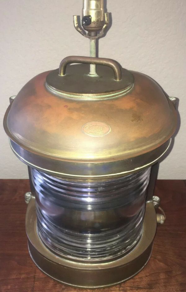 Large Authentic Antique Perko Ships Lantern/Perkins Marine Table Lamp ...