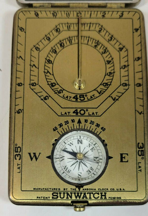Antique 1921 Ansonia Clock Company Sunwatch Compass And Sundial | #52651128