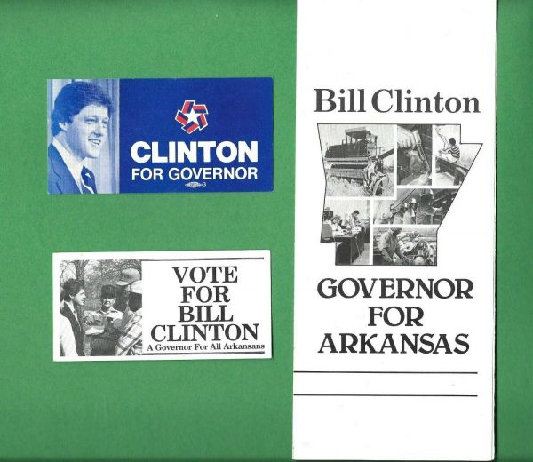 Bill Clinton For Governor Political Campaign Brochure And Two Pushcards ...