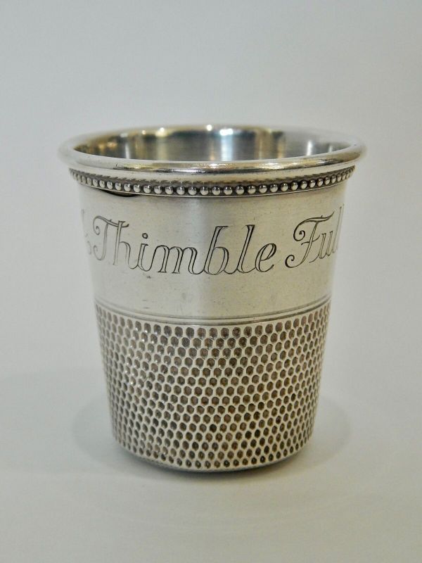 Vintage Only A Thimble Full Sterling Silver Bar Shot Glass Measure Cup ...