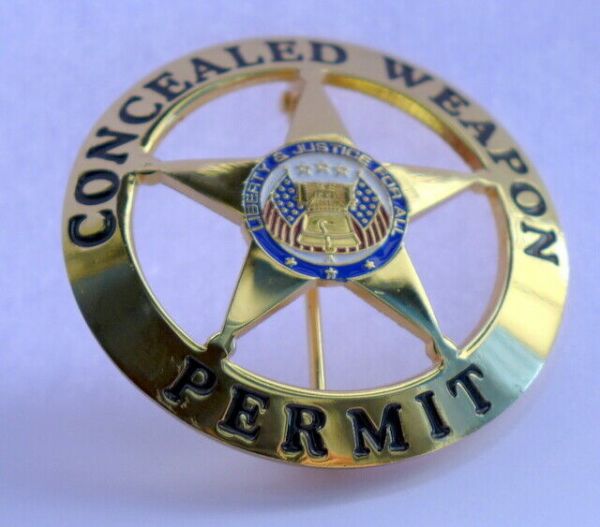 CONCEALED WEAPON PERMIT BADGE 2 1/2 INCH Gold Plated | #52740310