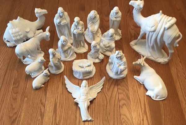18PC VTG HOLLAND MOLD IVORY CERAMIC CHRISTMAS NATIVITY SET 1967 | #52999240