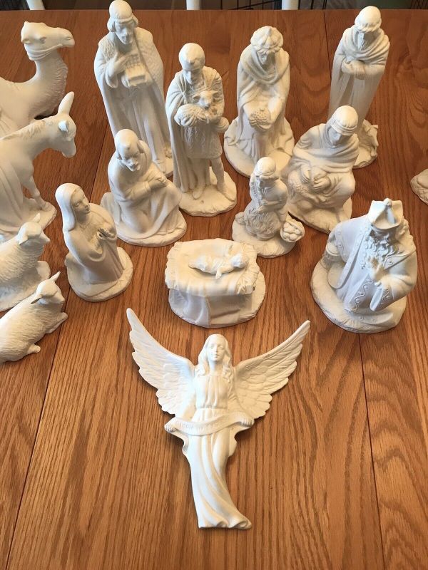 18PC VTG HOLLAND MOLD IVORY CERAMIC CHRISTMAS NATIVITY SET 1967 | #52999240