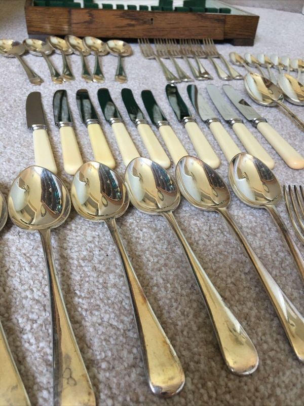 Ensee Sheffield Vintage Silver Service 47Pieces Cutlery Silver Plated ...