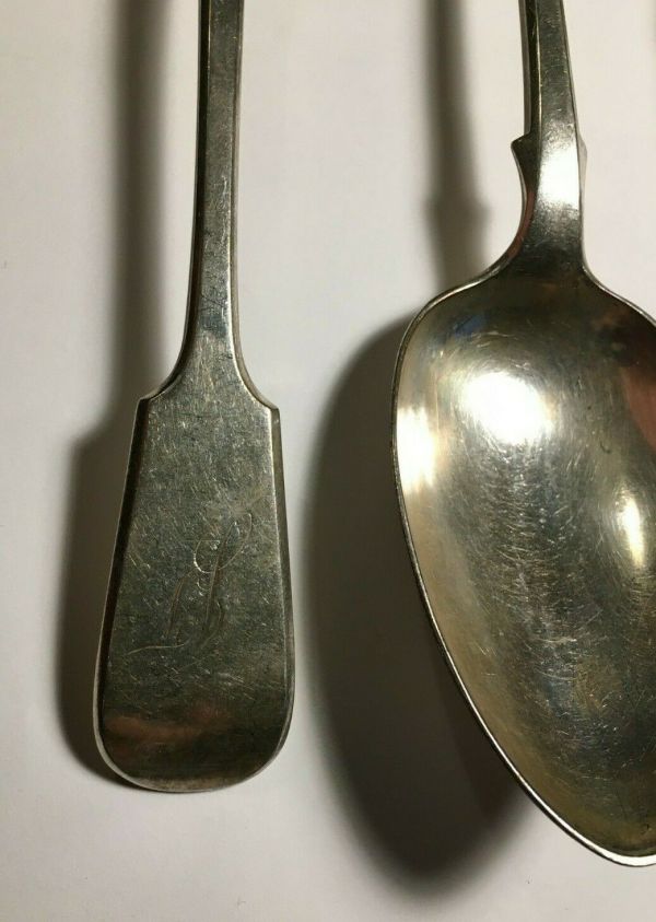 3 X Antique Large Silver Plate Fiddle Back Spoons | #52948216