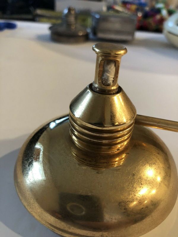 Vintage Spirit Alcohol Burner Warming Oil Lamp Heater Gold Tone | #52960577