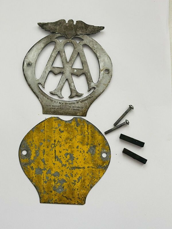 Old Vintage Pre Or WW2 1930 - 1945 AA Metal Car Grille Badge Number ...