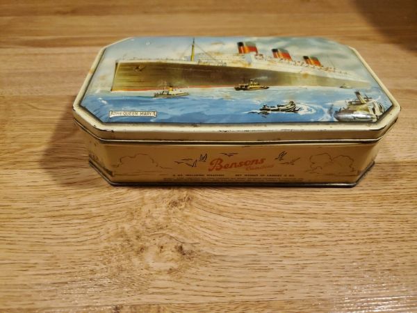 Bensons English Candies Tin 15oz The Queen Mary Ship Boat Souvenir Tin ...