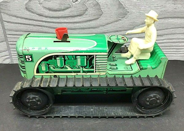 Vintage 1940 ' S Marx Sparkling Climbing Tractor Tin Wind Up With Box ...