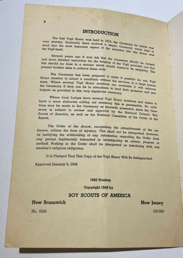 Vigil Ceremony Order Of The Arrow WWW Pamphlet Boy Scout October 1960 ...