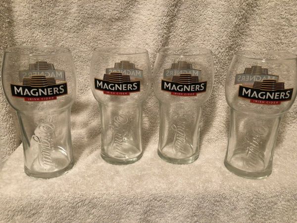 4 Magners Irish Cider “Original” Tulip Pint Beer Glass Raised 3 - D BX ...