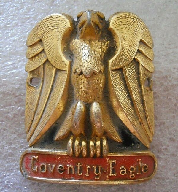 Vintage Coventry Eagle Bicycle Header Badge Anodised Cycle Metal Head ...