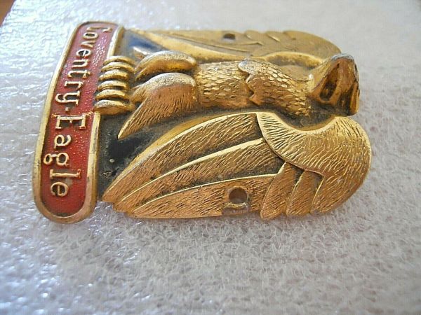 Vintage Coventry Eagle Bicycle Header Badge Anodised Cycle Metal Head ...