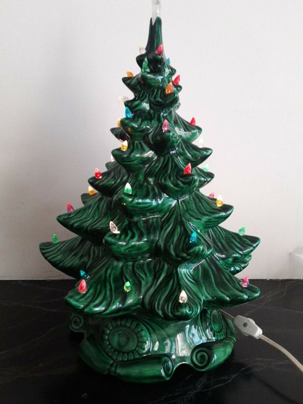 Vintage Atlantic Mold Ceramic Christmas Tree 16 " Lighted With Scroll ...