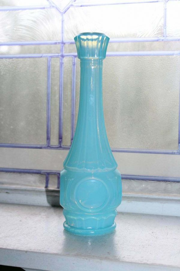 Blue Fry Glass Bud Vase Vintage Opalescent Art Glass | #53373018