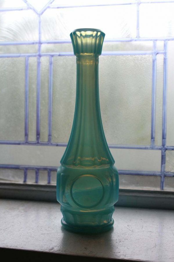 Blue Fry Glass Bud Vase Vintage Opalescent Art Glass | #53373018