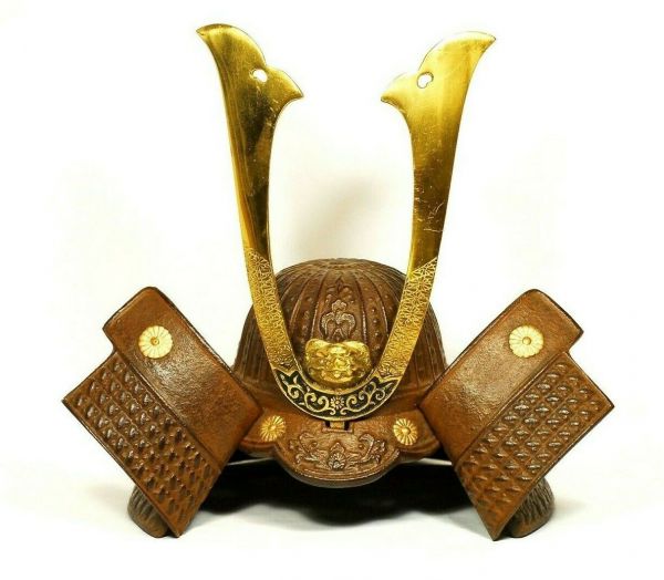 Kabuto Vintage Japanese Iron Okimono Samurai Helmet Statue Ornament ...