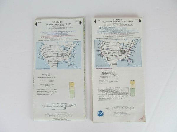 7 Vintage Sectional Aeronautical Charts Maps MIAMI CHICAGO ST LOUIS ...