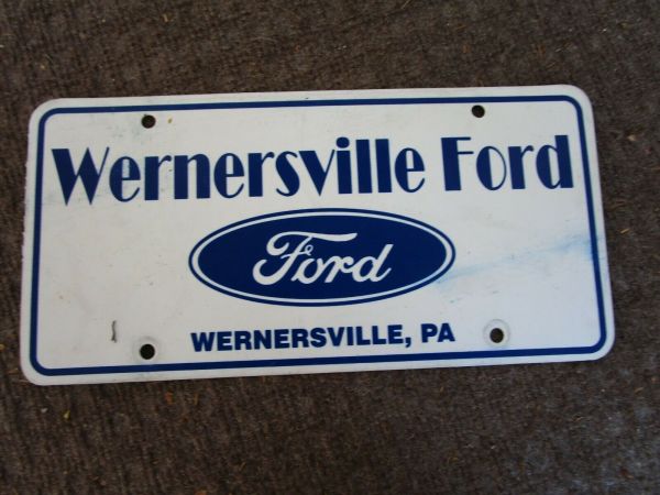 VINTAGE CAR DEALER ADVERTISING LICENSE PLATE WERNERSVILLE FORD PA TRUCK ...