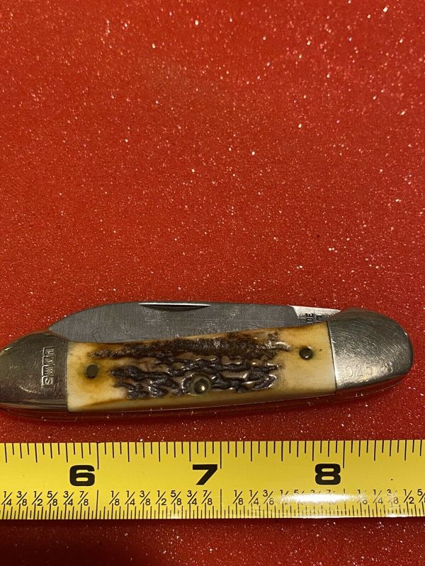 VINTAGE IXL - SCHRADE WOSTENHOLM SHEFFIELD ENGLAND STAG HANDLE CANOE ...