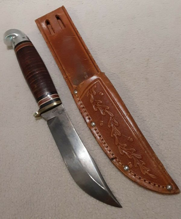 VINTAGE WESTERN L66 FIXED BLADE HUNTING KNIFE W SHEATH | #53198472