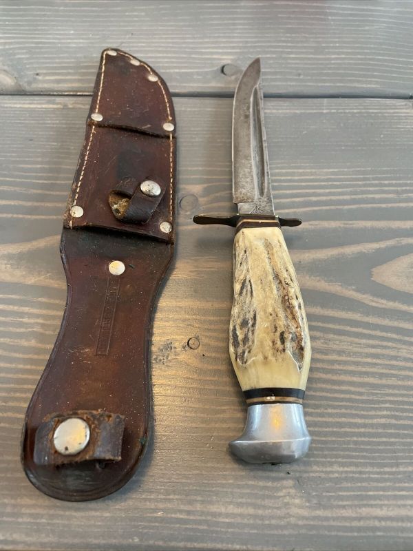 Vintage PIC Stag Handle Solingen German Fixed Blade Hunting Knife W ...