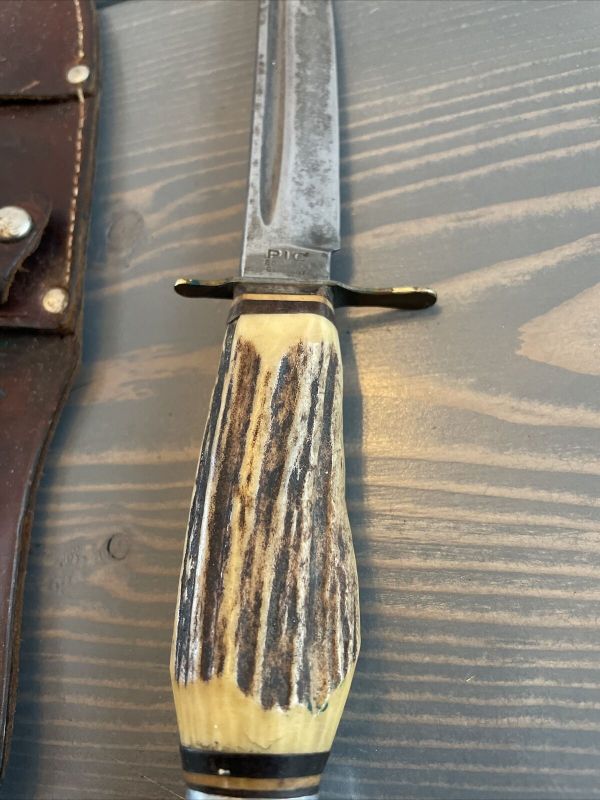 Vintage PIC Stag Handle Solingen German Fixed Blade Hunting Knife W ...