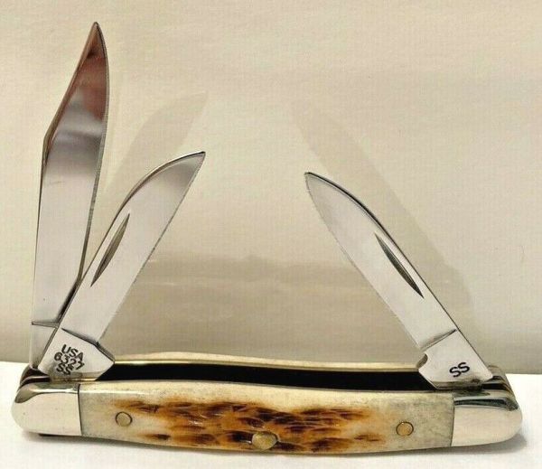 2002 CASE XX " Small Stockman " Amber Bone Pocket Knife No. 6327 As ...
