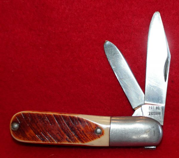 Vtg QUEEN CUTLERY QUEEN STEEL 22 JIGGED BONE TWO BLADE BARLOW POCKET ...
