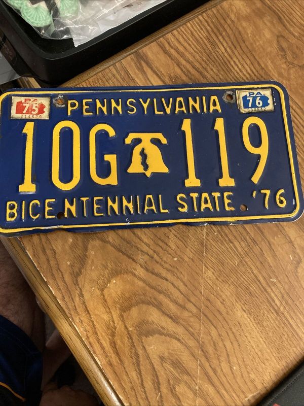 1976 Pennsylvania US Bicentennial License Plate. 1975 & 1976 Stickers ...