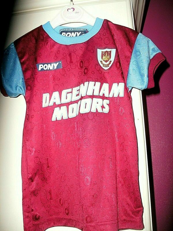 VINTAGE WEST HAM FOOTBALL SHIRT DAGENHOME MOTORS PONY BOYS 1995 ...