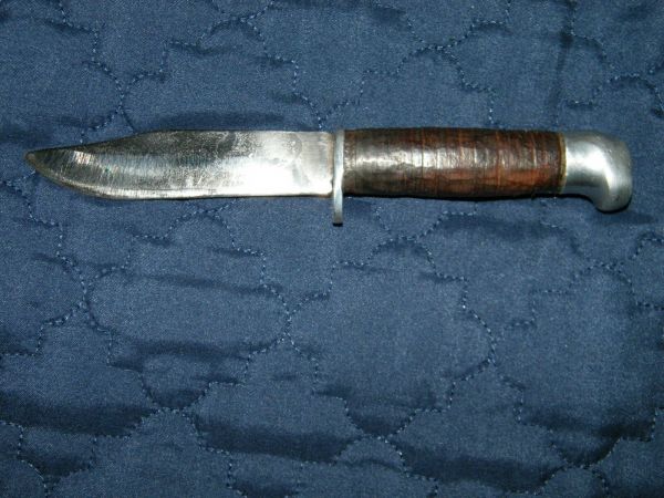 Vintage Fixed Blade One Piece Knife With Leather Sheath | #53345796