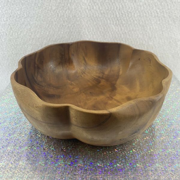 Vintage LEILANI Monkey Pod Wood Salad Fruit Bowl 11” Hand Crafted ...